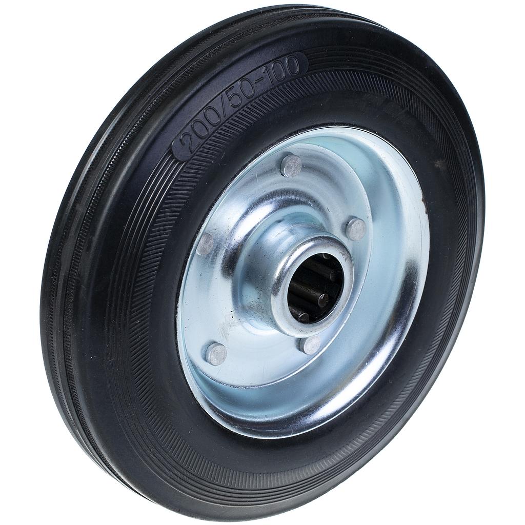 200mm wheel with black rubber on pressed steel centre, 185kg | Parnells ...