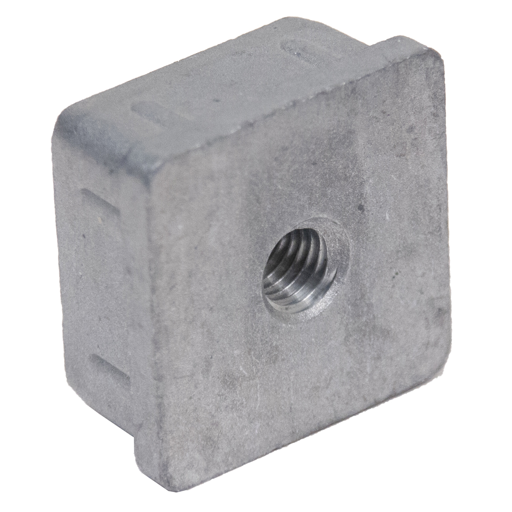 40x40mm M10 Zinc square threaded insert | Parnells Website