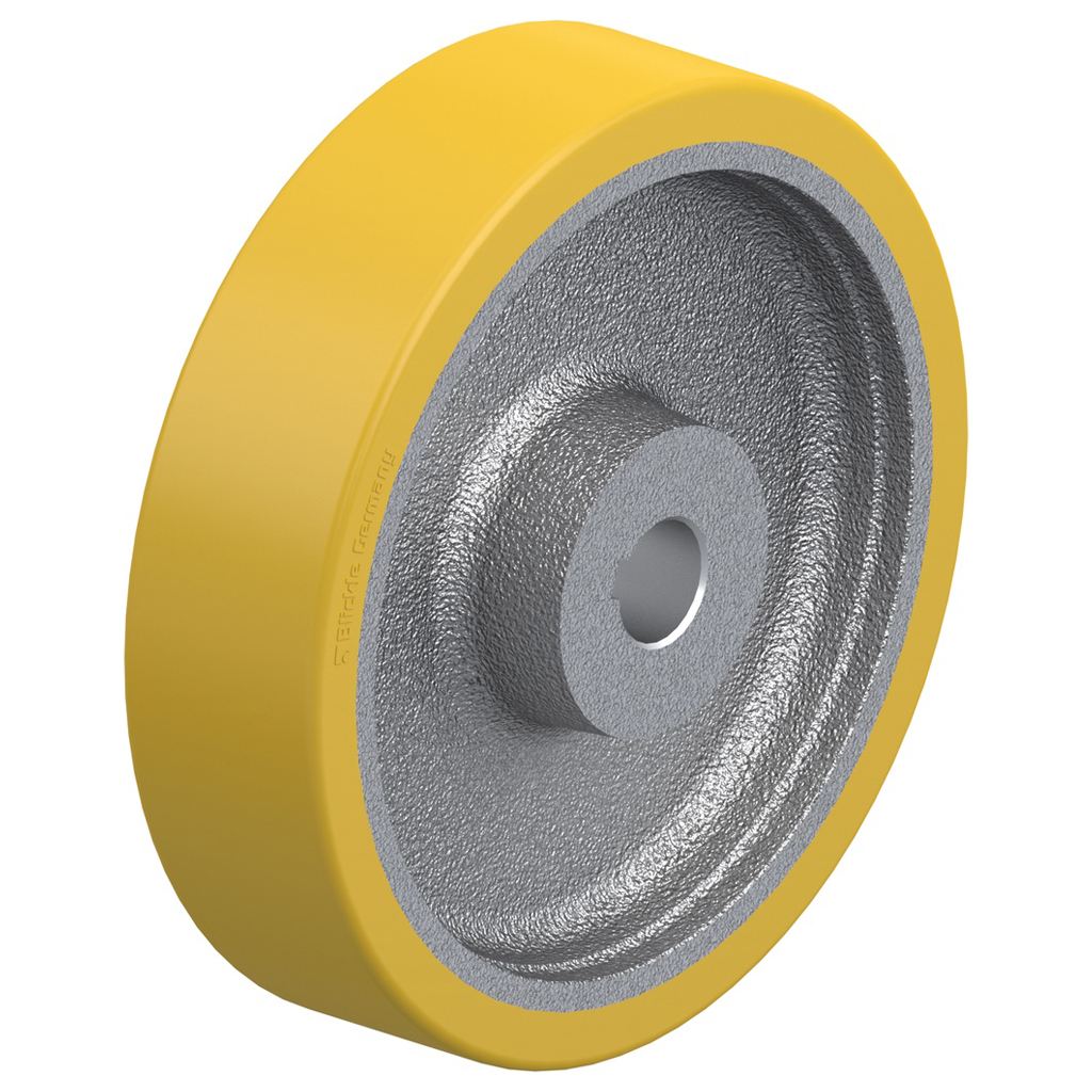 200mm wheel with brown polyurethane on cast iron centre with keyway ...