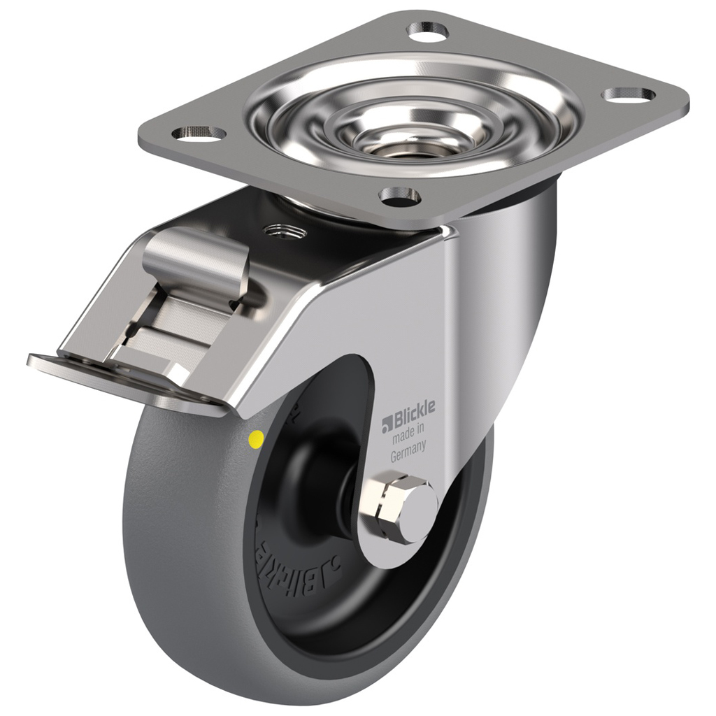 100mm stainless steel swivel/brake castor with grey electrically ...