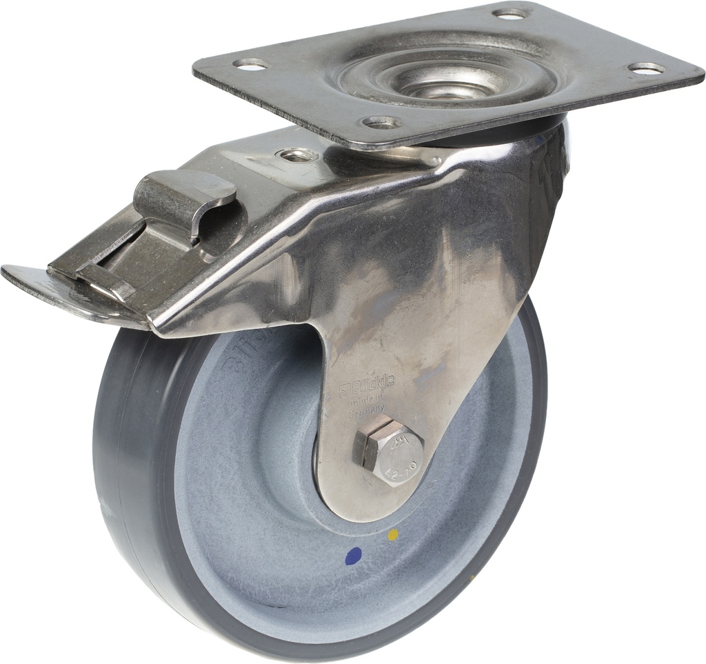 160mm stainless steel swivel/brake castor with grey electrically ...