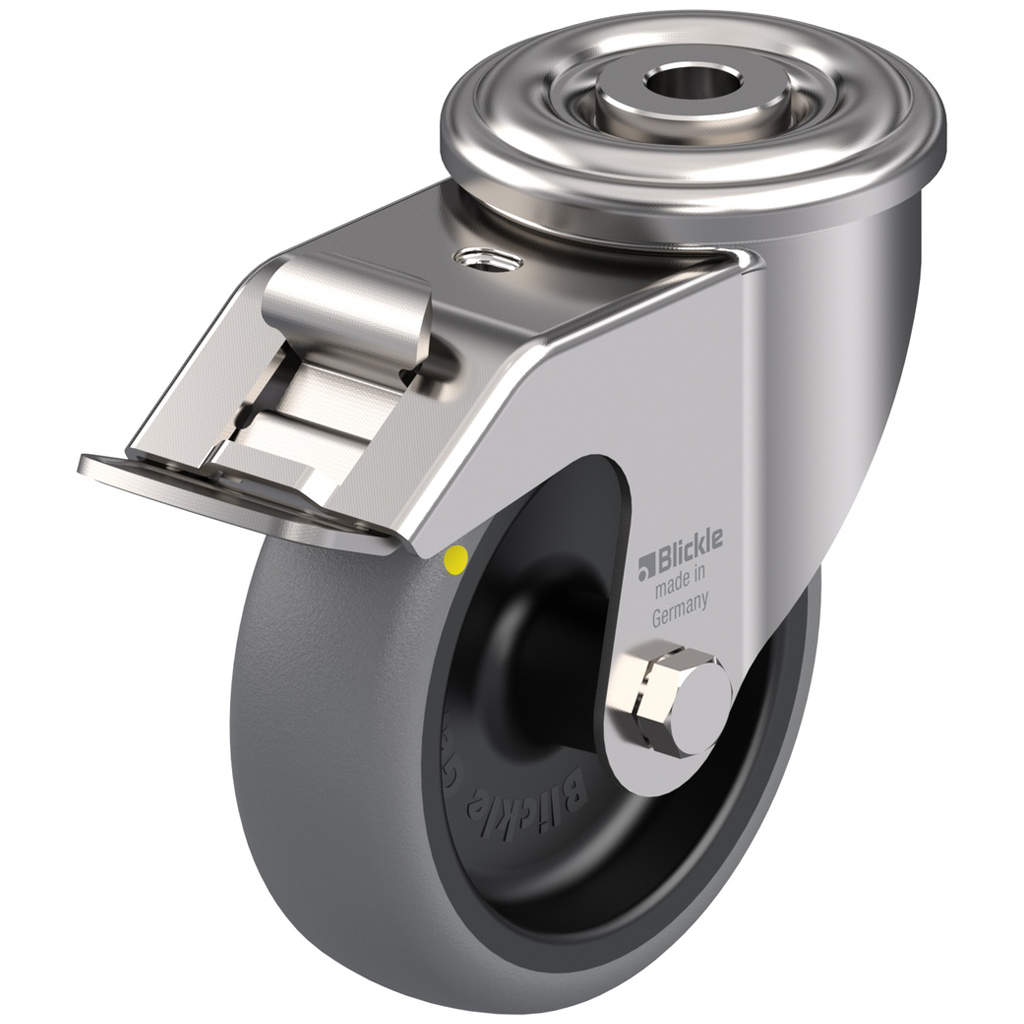 100mm stainless steel swivel/brake castor with grey electrically ...