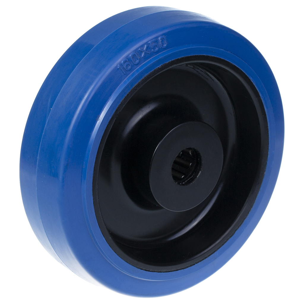 160mm wheel with blue elastic rubber on nylon centre | Parnells Website
