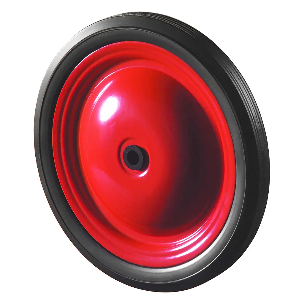 A70.210 210mm wheel with black PVC tyre on pressed steel centre ...